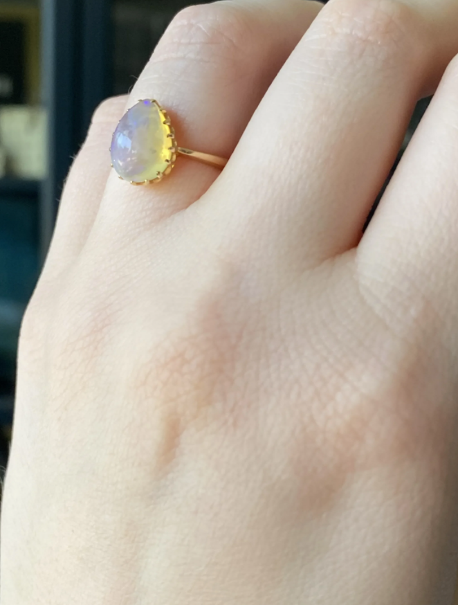 Antique Moonstone Solitaire Set in 14ct Yellow Gold – Through The ...